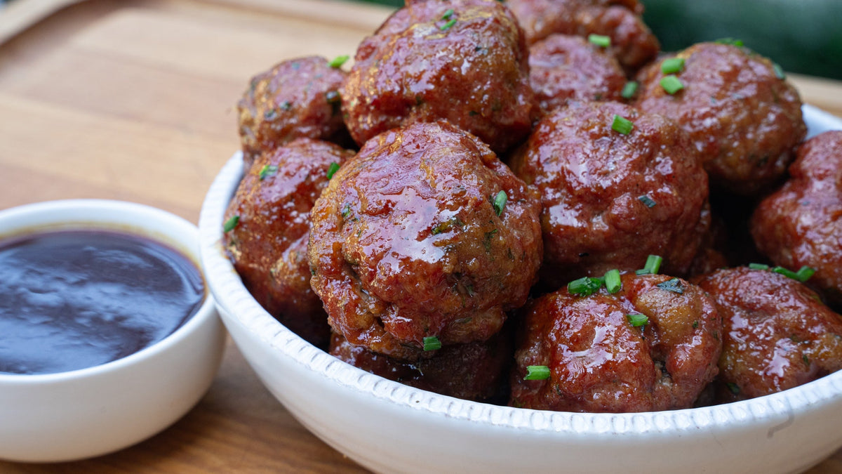 Smoked Meatballs with Apple BBQ Glaze – Bear Mountain BBQ