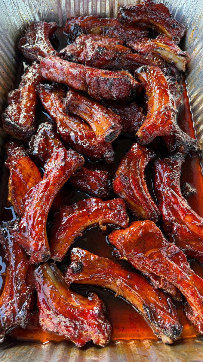 Dr Pepper Smoked Ribs with Tailgating Blend BBQ Sauce – Bear Mountain BBQ