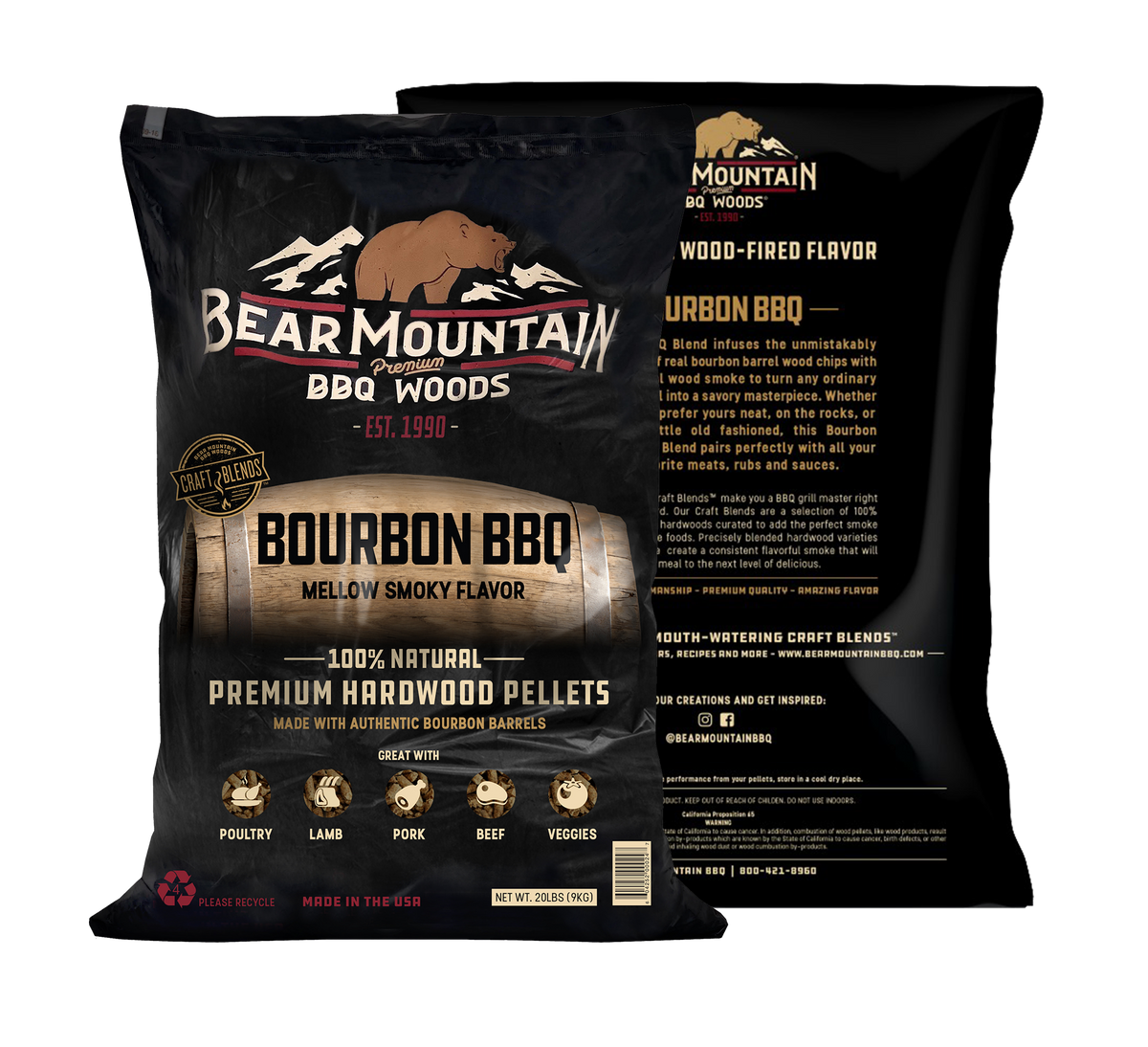 Bourbon BBQ Craft Blends™ Wood Pellets – Bear Mountain BBQ